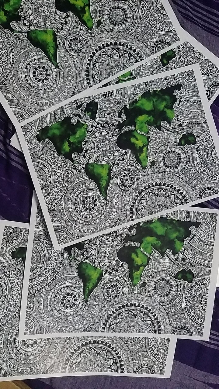 World Map Mandala art print – Boitoi